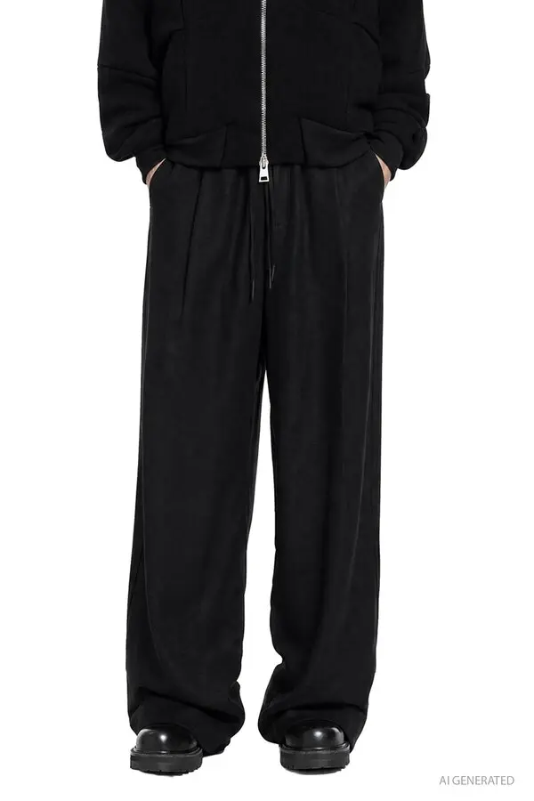 ANDREA YA AQOV Wool Cashmere Drawstring Trousers
