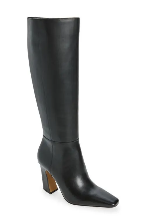 Vince Camuto Bennidy Wide Calf Leather Knee High Boot - Black