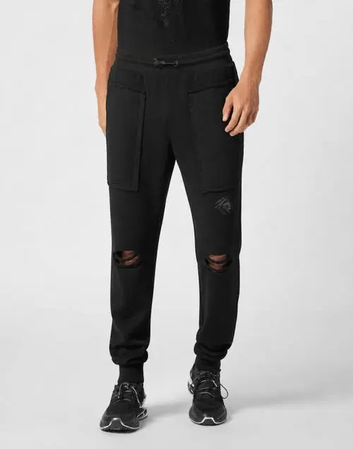 PLEIN SPORT Destroyed Jogging Pants Raw Edge