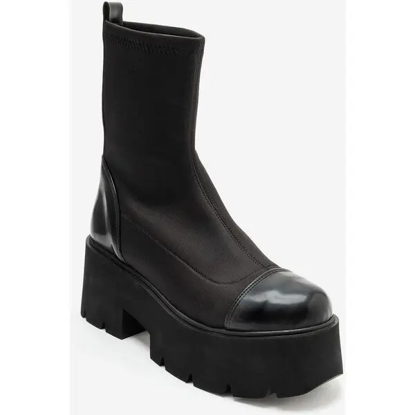PROLOGUE SHOES Jadelina Scuba Platform Sock Boot - Black