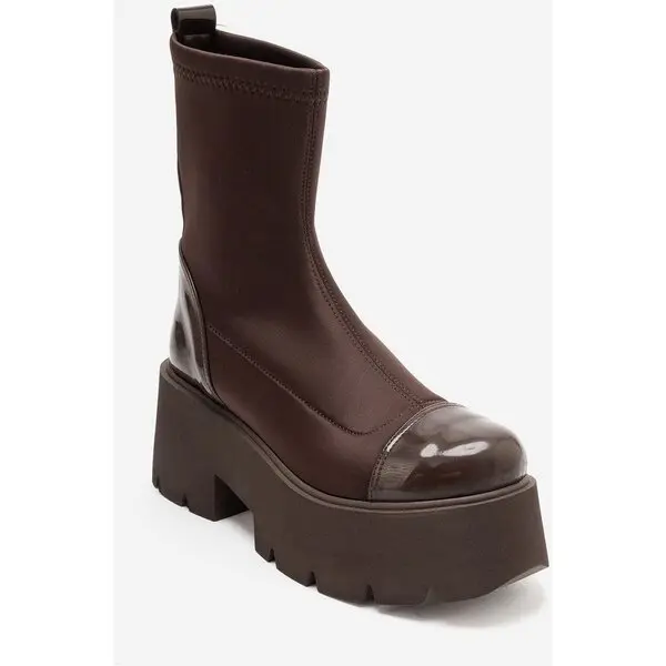 PROLOGUE SHOES Jadelina Scuba Platform Sock Boot - Brown