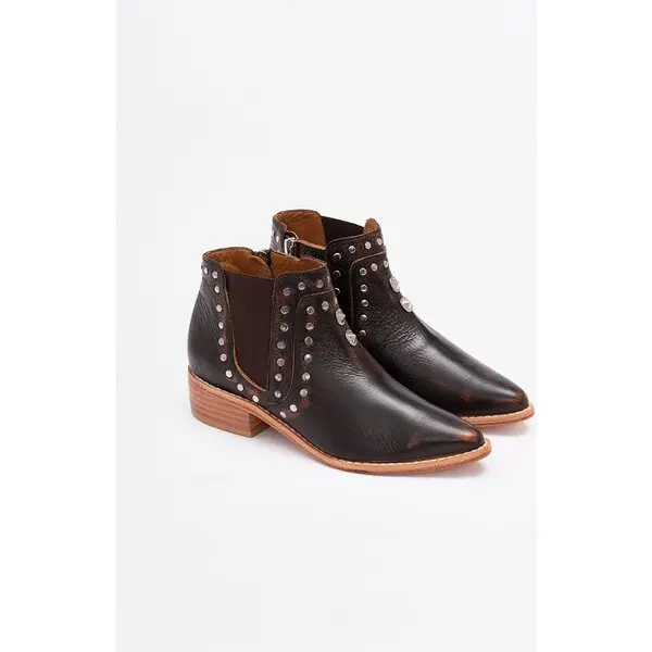 CLARA BARCELO Take It Or Leave It Studded Leather Chelsea Boot - Brown
