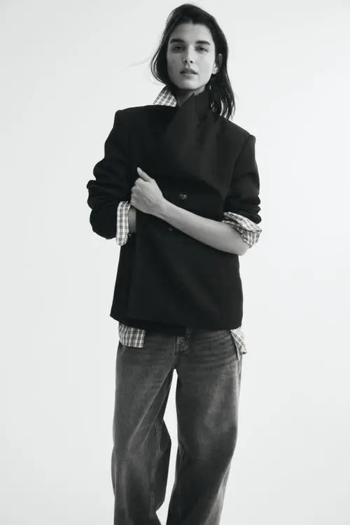 H&M Double-breasted Casual Blazer - Black