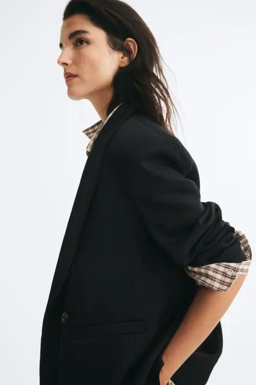 H&M Double-breasted Casual Blazer - Black