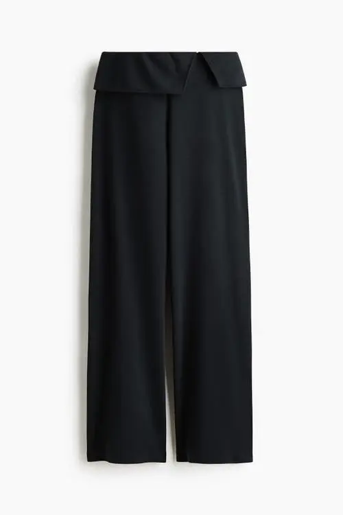 H&M Wide-leg Foldover-waist Pants