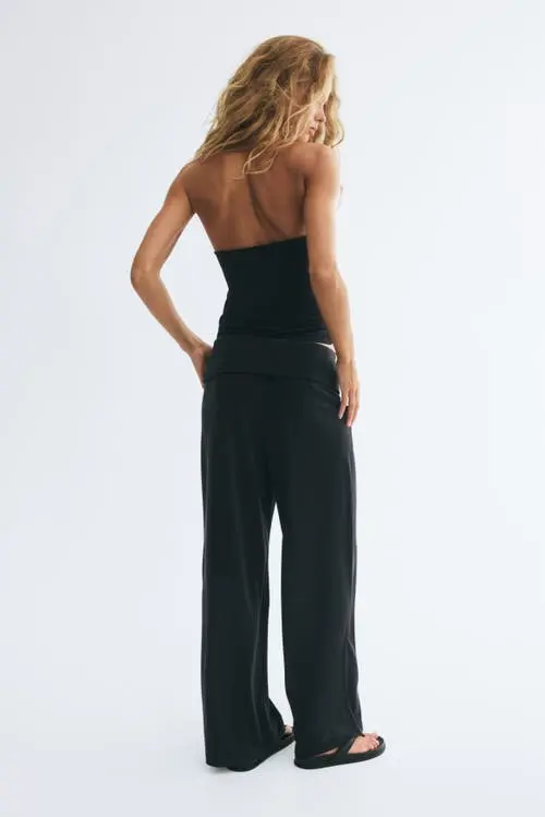 H&M Wide-leg Foldover-waist Pants