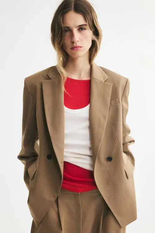 H&M Defined-waist Double-breasted Blazer