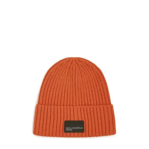 Karl Lagerfeld Ribbed Patch Beanie - Koi