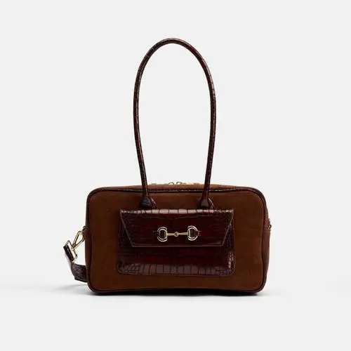 MARC NOLAN Serena Horsebit Shoulder Bag - Brown