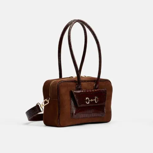 MARC NOLAN Serena Horsebit Shoulder Bag - Brown