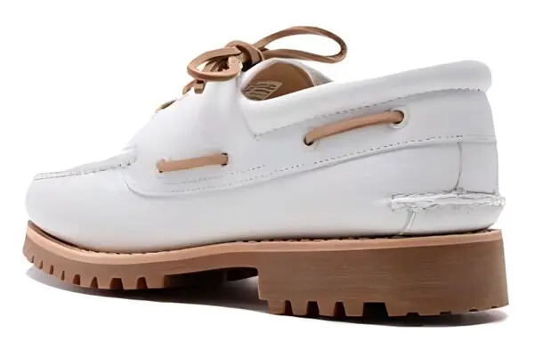Timberland Authentic Handsewn Boat Shoes 'white Full Grain - White/brown