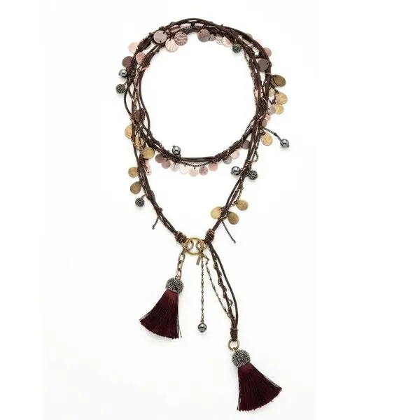 JAREDJAMIN Sahara Brass & Copper Tassel Phone Lanyard - Brown