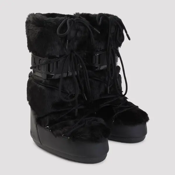 Moon Boot Icon Faux Fur Boot - Black