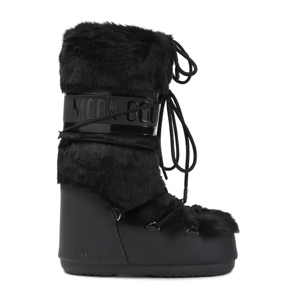 Moon Boot Icon Faux Fur Boot - Black