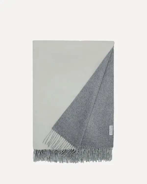 Brunello Cucinelli Silk Plaid With Fringes Sex - Grey