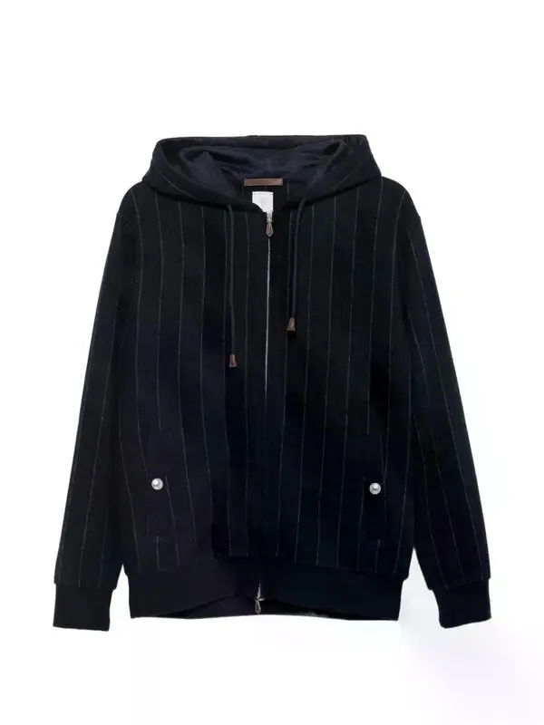 Eleventy Pinstripe-pattern Zip-up Hoodie