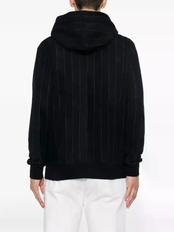 Eleventy Pinstripe-pattern Zip-up Hoodie