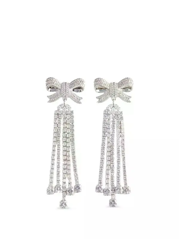SELF-PORTRAIT Crystal Bow-motif Earrings - Silver
