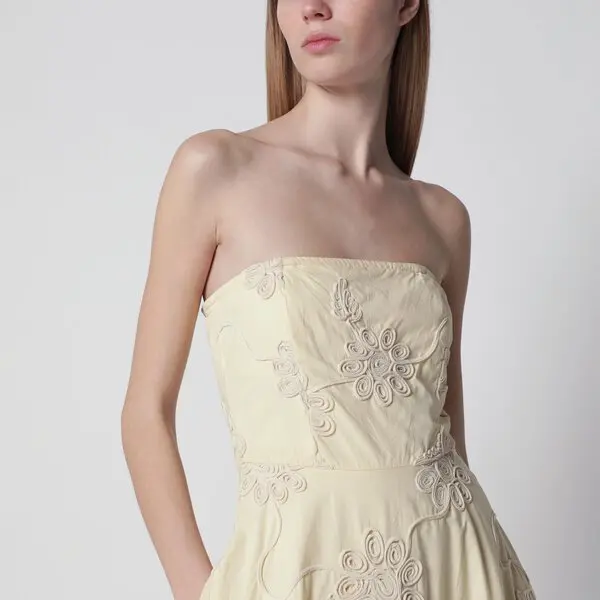 ROTATE BY BIRGER CHRISTENSEN Midi Dress With Floral Appliques - Yellow