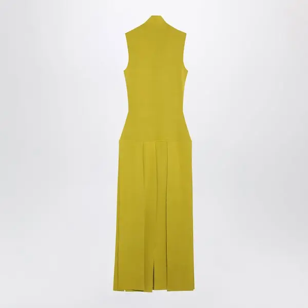 Alaïa Lime Pleated Knit Maxi Dress