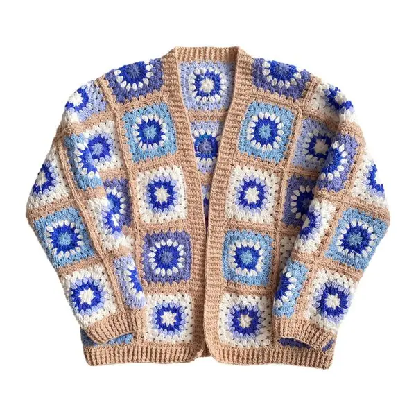 ANA CHIC Sunburst Granny Square Handmade Crochet Cardigan