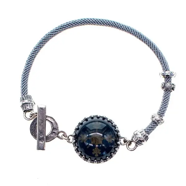 GEM KINGDOM Grey / Silver Grey And Dark Crystal Cord Bracelet - Grey/silver