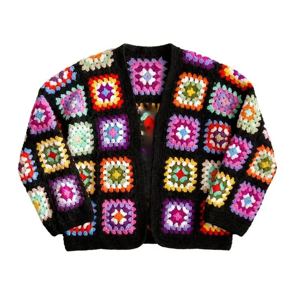 ANA CHIC Ground Granny Square Handmade Crochet Cardigan