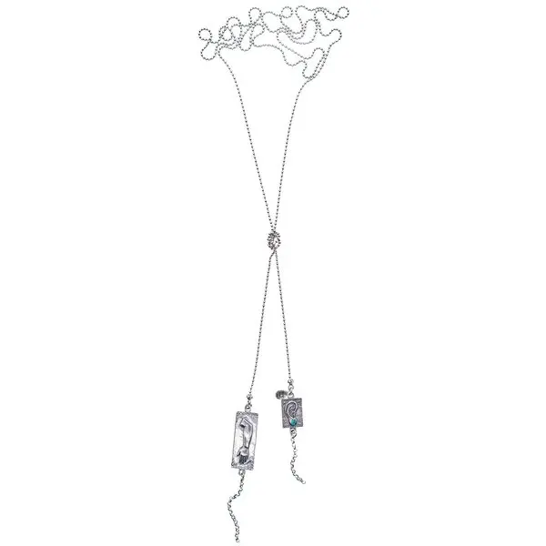 GEM KINGDOM Ex Voto Lariat Necklace - Silver