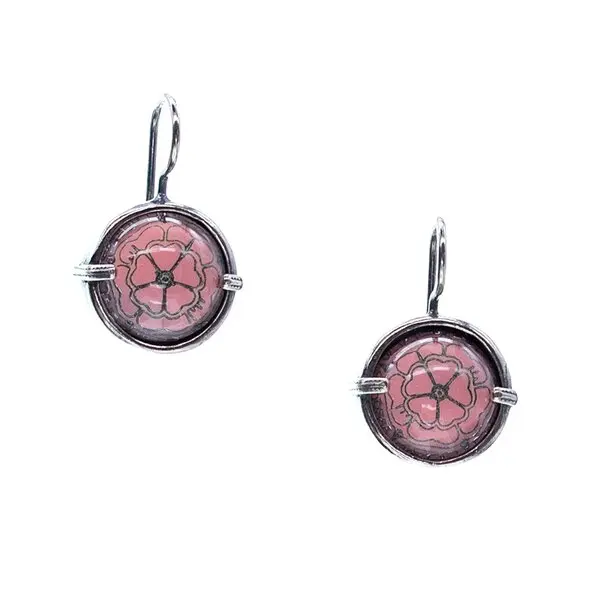 GEM KINGDOM Pink / Silver Pink Rose Earrings - Pink/silver