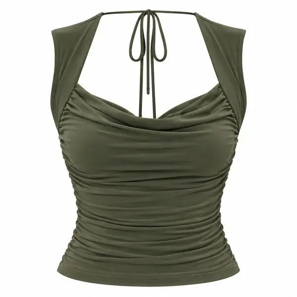 MONICE LONDON Anise Backless & Bra Friendly Top Khaki - Green