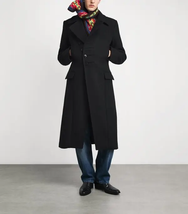 Dries Van Noten Wool Long Trench Coat