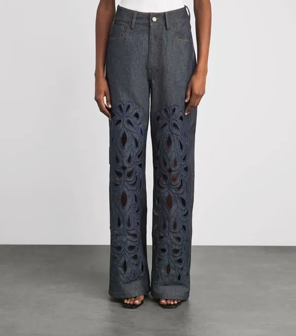 CHRISTIE BROWN Laser-cut Wide-leg Jeans