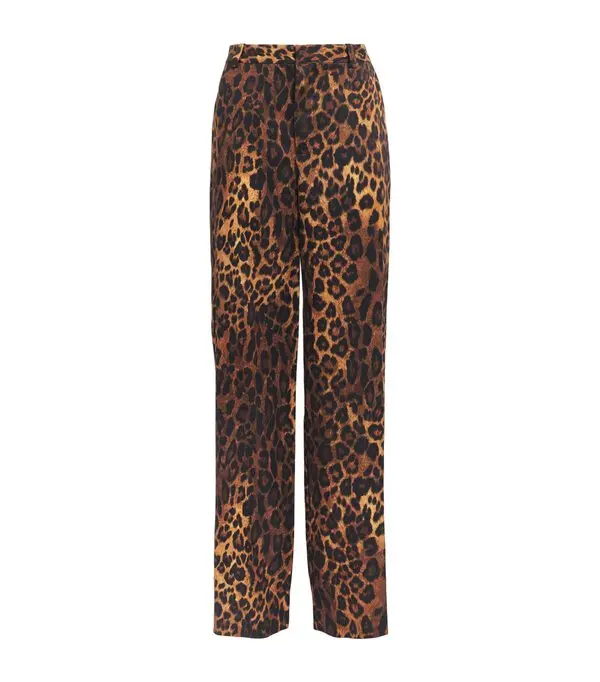 L'Agence Leopard Print Livvy Wide-leg Trousers