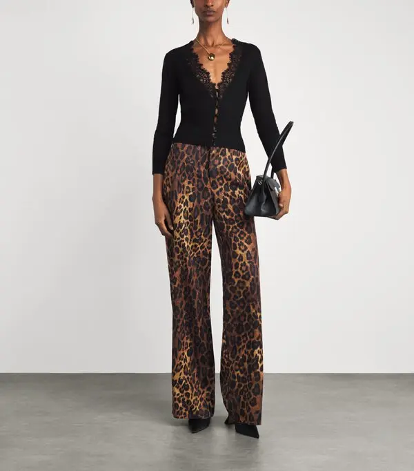 L'Agence Leopard Print Livvy Wide-leg Trousers