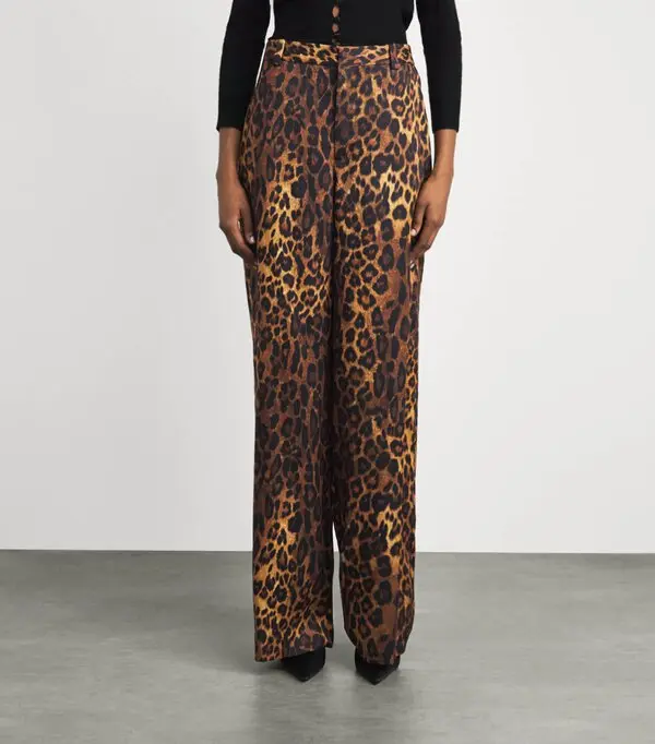 L'Agence Leopard Print Livvy Wide-leg Trousers