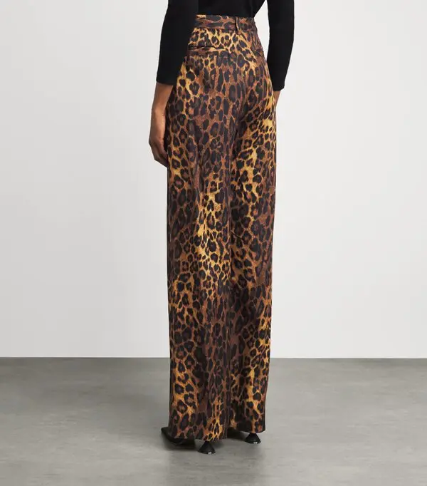 L'Agence Leopard Print Livvy Wide-leg Trousers