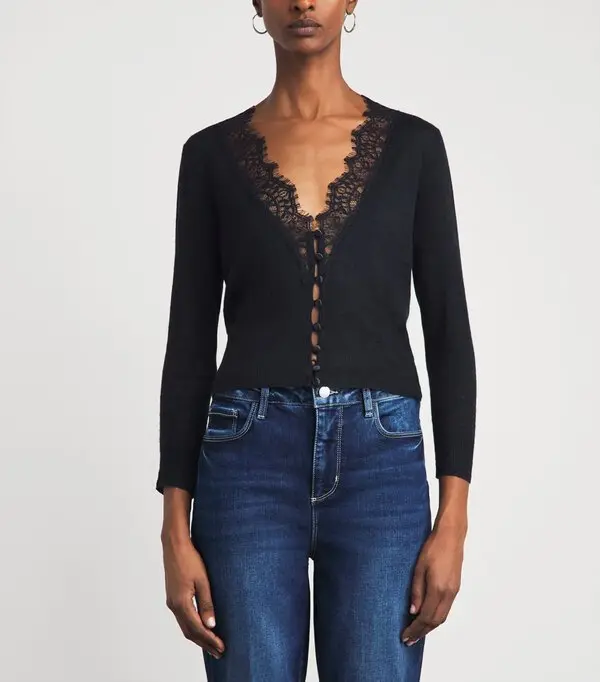 L'Agence Lace-trim Eluna Cardigan - Black