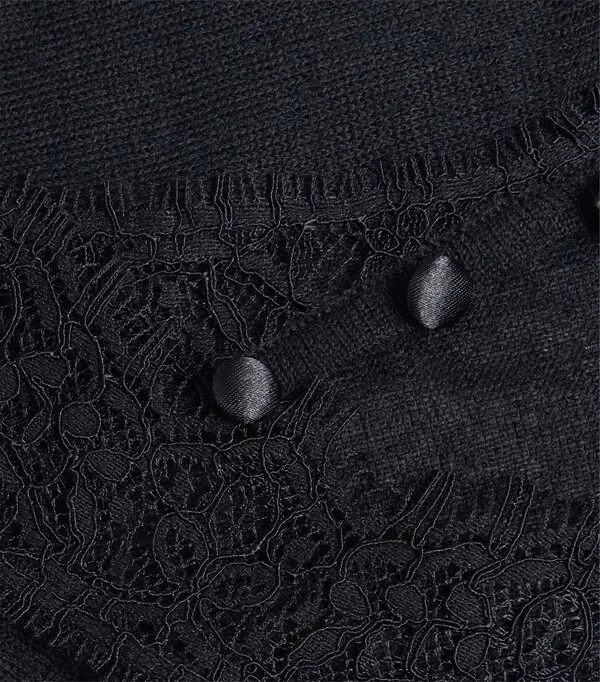 L'Agence Lace-trim Eluna Cardigan - Black