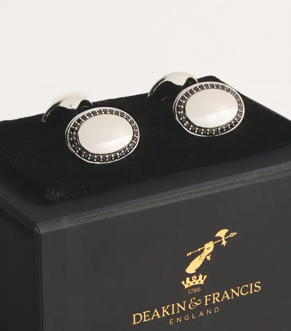 DEAKIN & FRANCIS Sterling And Black Spinel Oval Cufflinks
