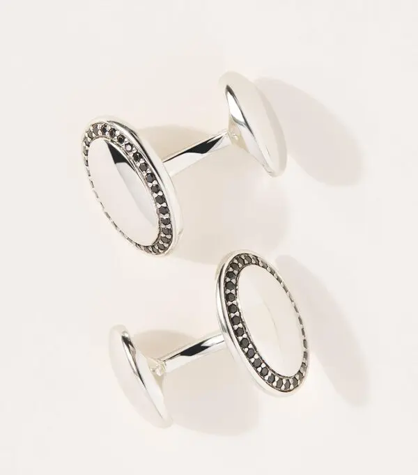DEAKIN & FRANCIS Sterling And Black Spinel Oval Cufflinks