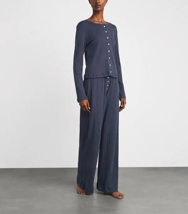 LESET Cotton Pointelle Lounge Trousers