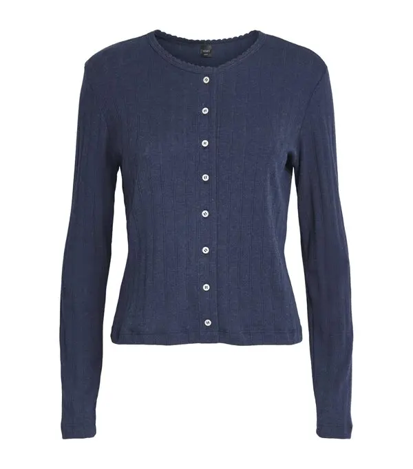 LESET Cotton Pointelle Cardigan