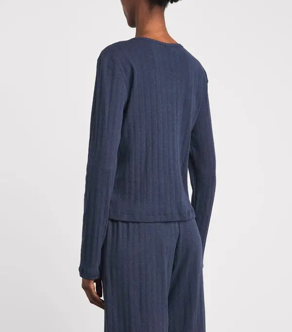 LESET Cotton Pointelle Cardigan