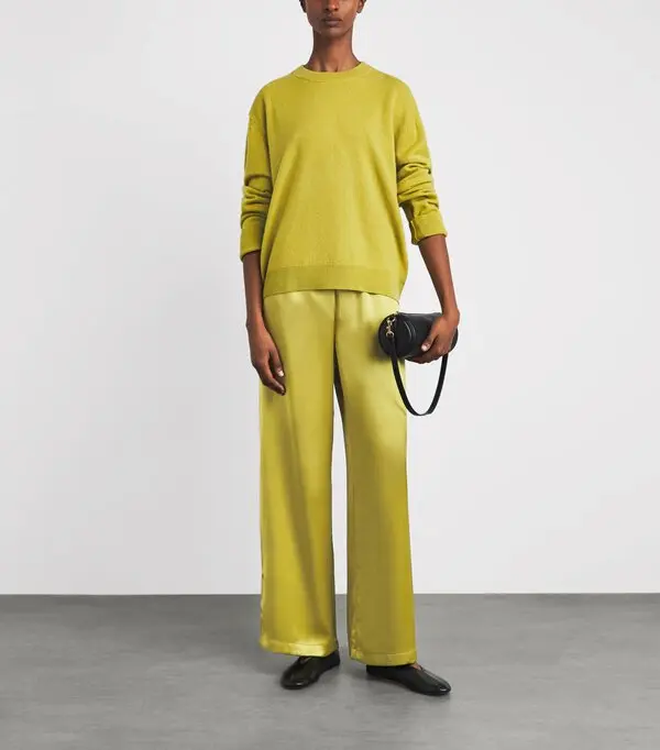 LESET Satin Barb Wide-leg Trousers