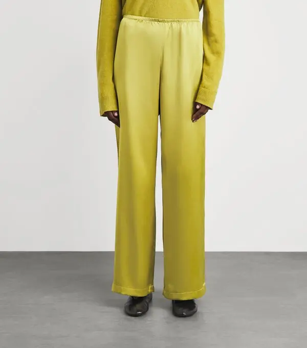 LESET Satin Barb Wide-leg Trousers