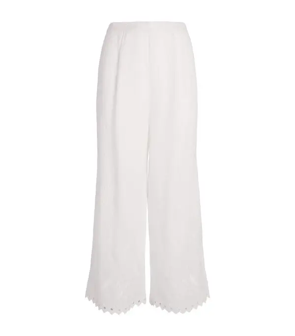 ERES Linen Albatre Embroidered Trousers - Ivory