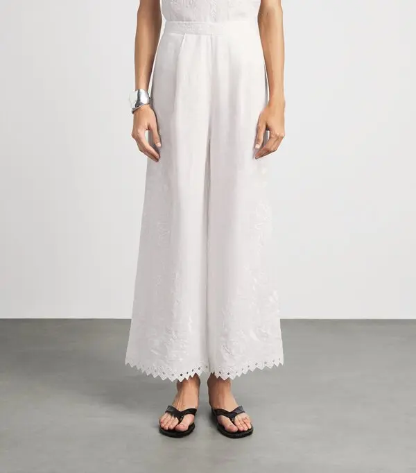 ERES Linen Albatre Embroidered Trousers - Ivory