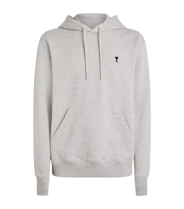 AMI Paris Cotton Embroidered De Coeur Hoodie