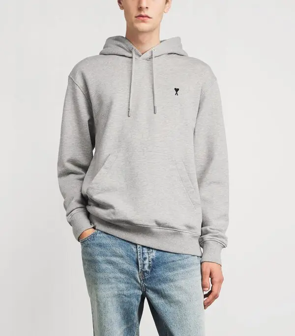 AMI Paris Cotton Embroidered De Coeur Hoodie