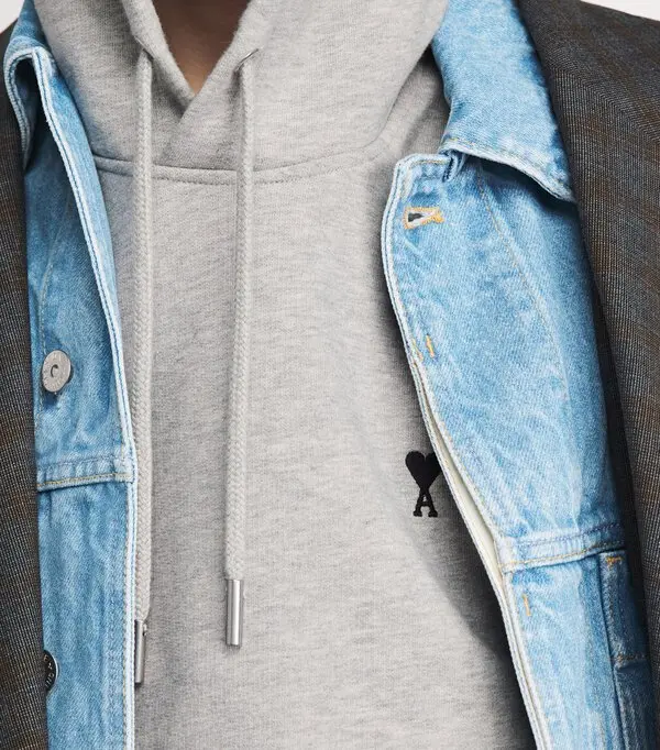 AMI Paris Cotton Embroidered De Coeur Hoodie